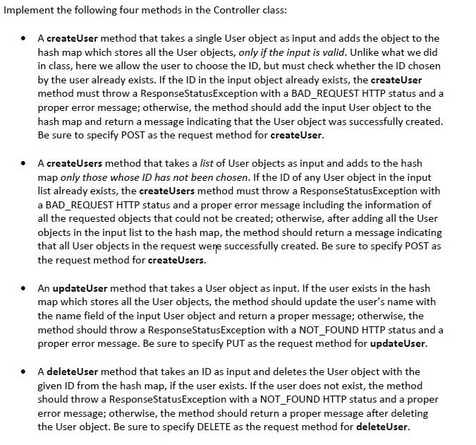 Solved Implement the following four methods in the | Chegg.com