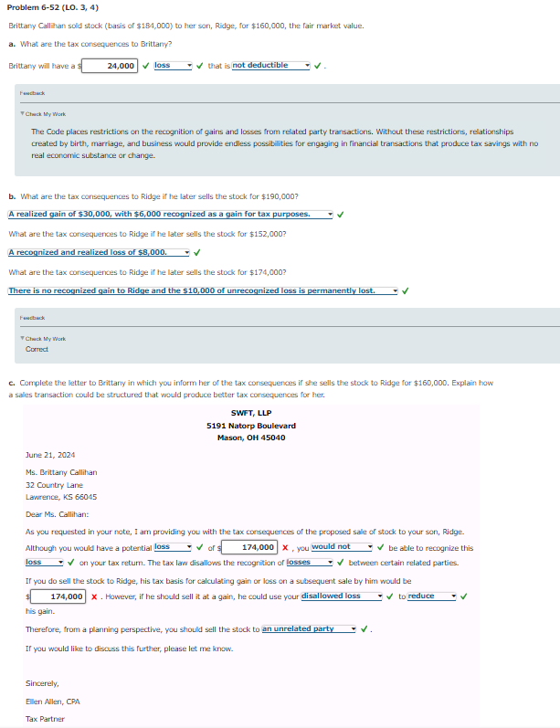 Solved Problem 6-52 (LO. 3, 4)Question Content AreaBrittany | Chegg.com