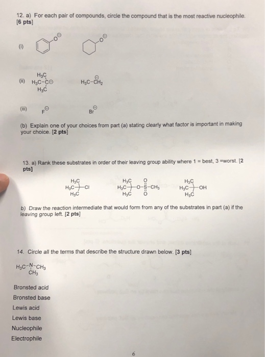 Solved 12. a) For each pair of compounds, circle the | Chegg.com