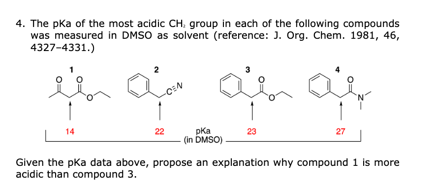 Solved 4. The pka of the most acidic CH2 group in each of | Chegg.com