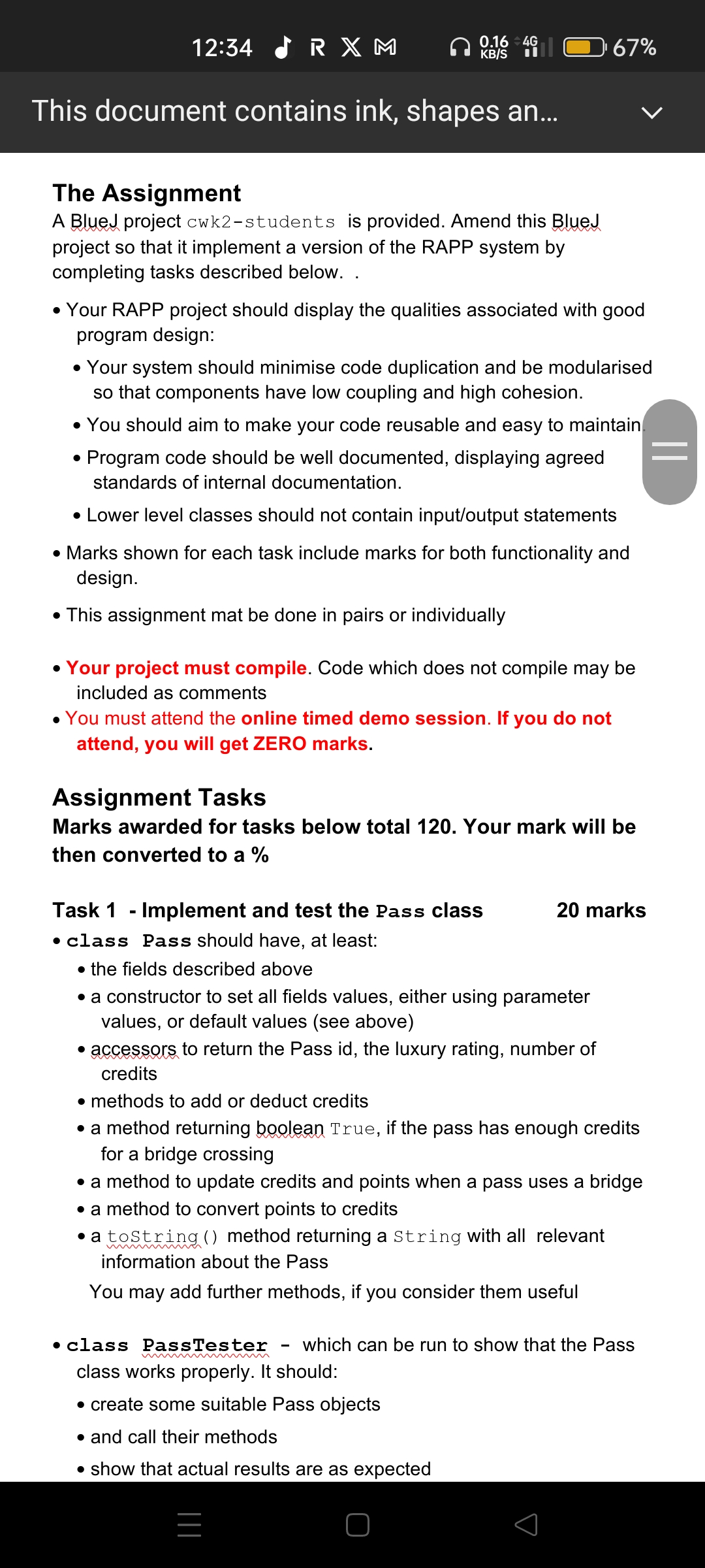 Solved The AssignmentA BlueJ project cwk2-students is | Chegg.com