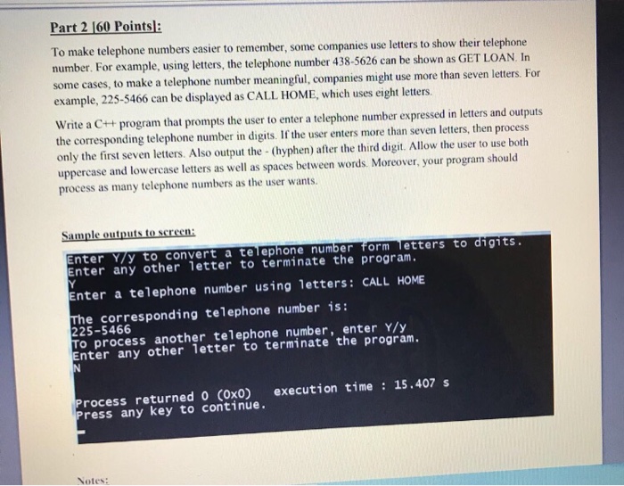 Solved Part 2 160 Pointsl To make telephone numbers easier | Chegg.com