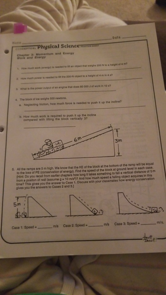 Solved Date Nene CONCEPTUAL Physical Sciencem Chapter 3: | Chegg.com