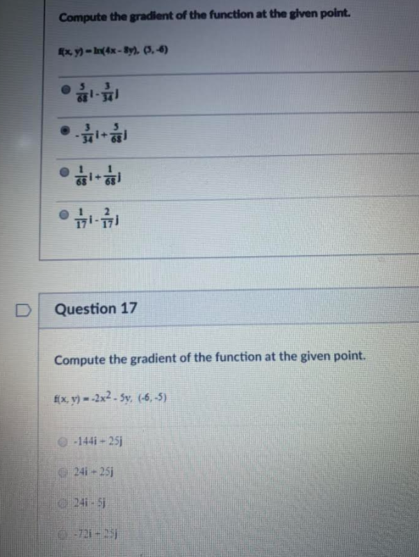 Solved Compute the gradient of the function at the given | Chegg.com