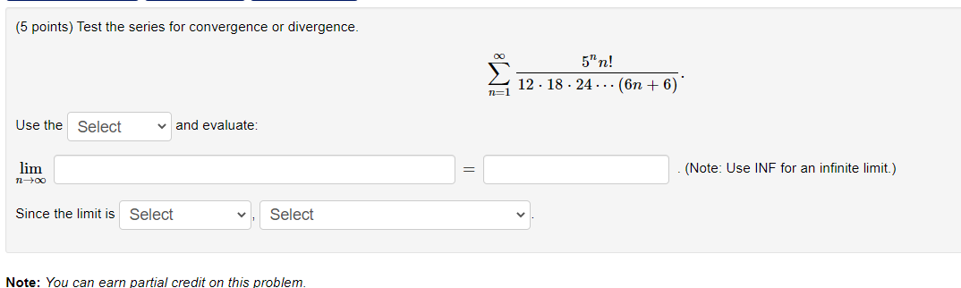 Solved (5 points) Test the series for convergence or | Chegg.com