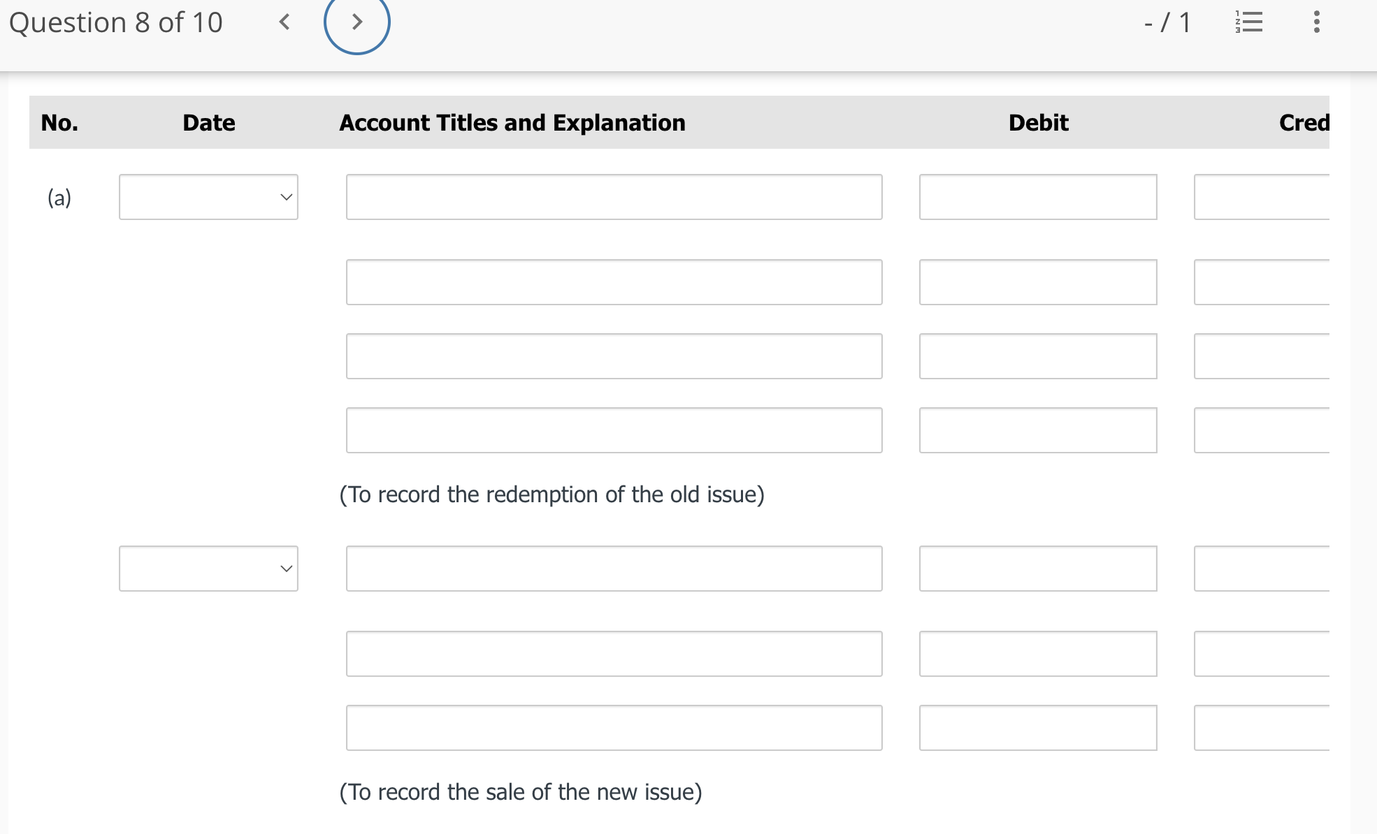Solved Question 8 of 10 No. Date Account Titles and | Chegg.com
