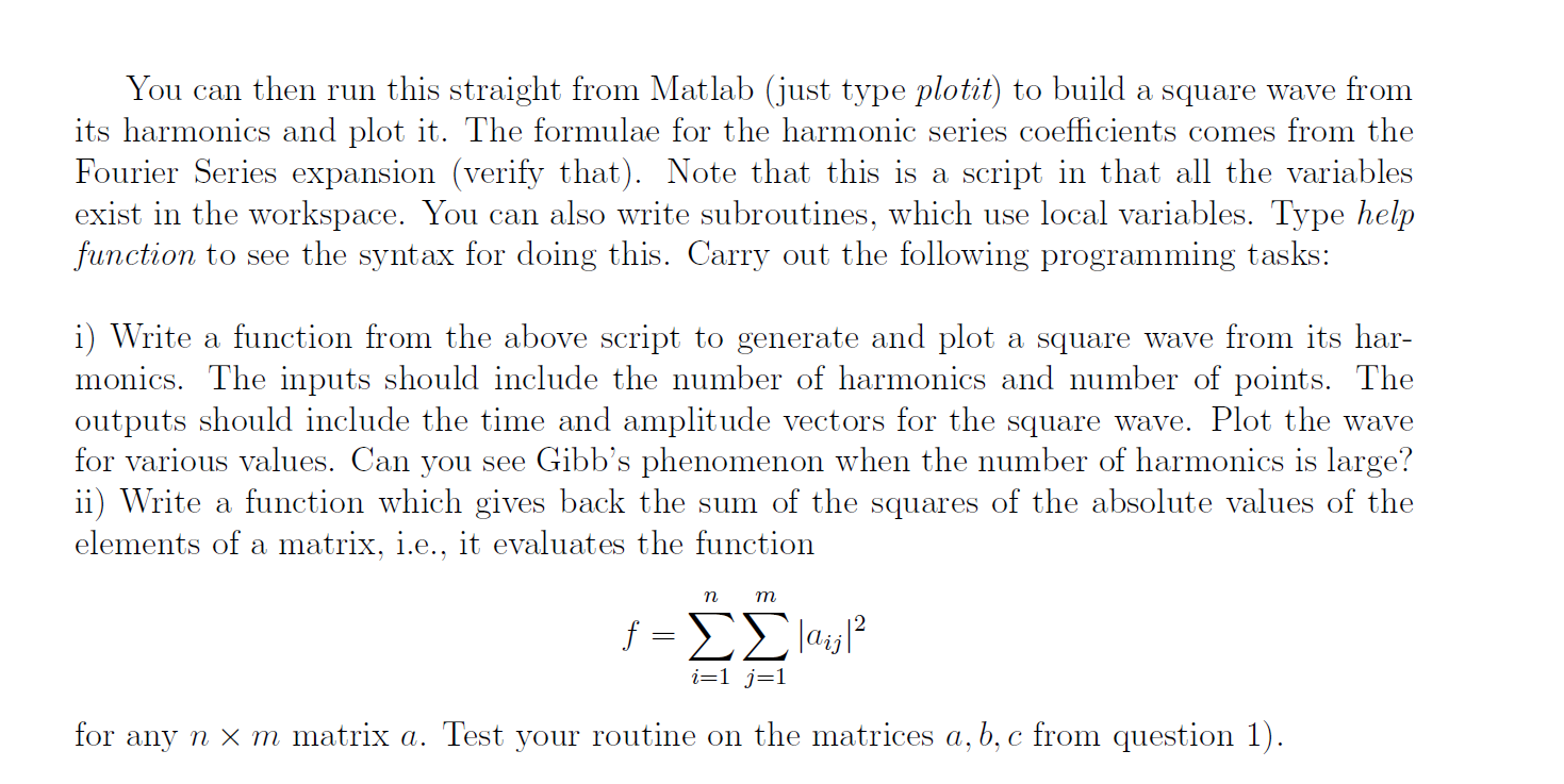 Solved 4 Scripts And Functions Any Collection Of Matlab