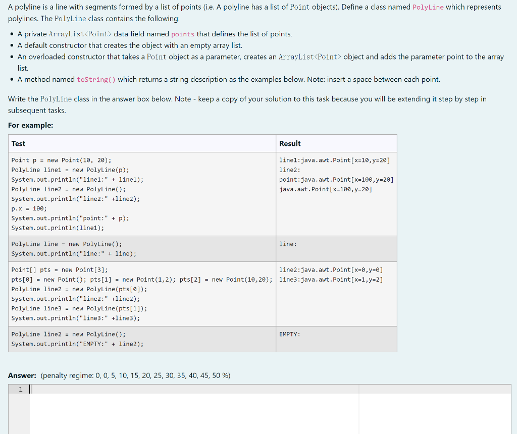 Solved A polyline is a line with segments formed by a list | Chegg.com