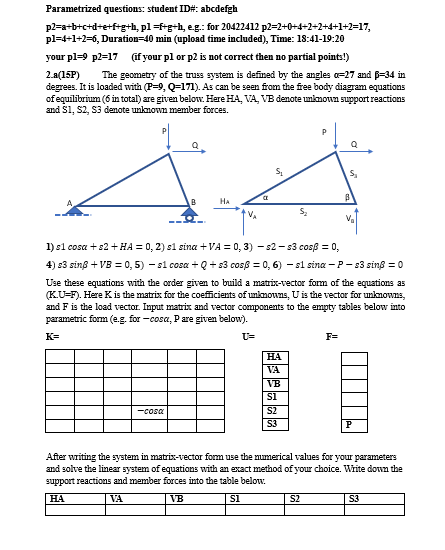 Solved Parametrized questions: student ID\#: abcdefgh p2 | Chegg.com