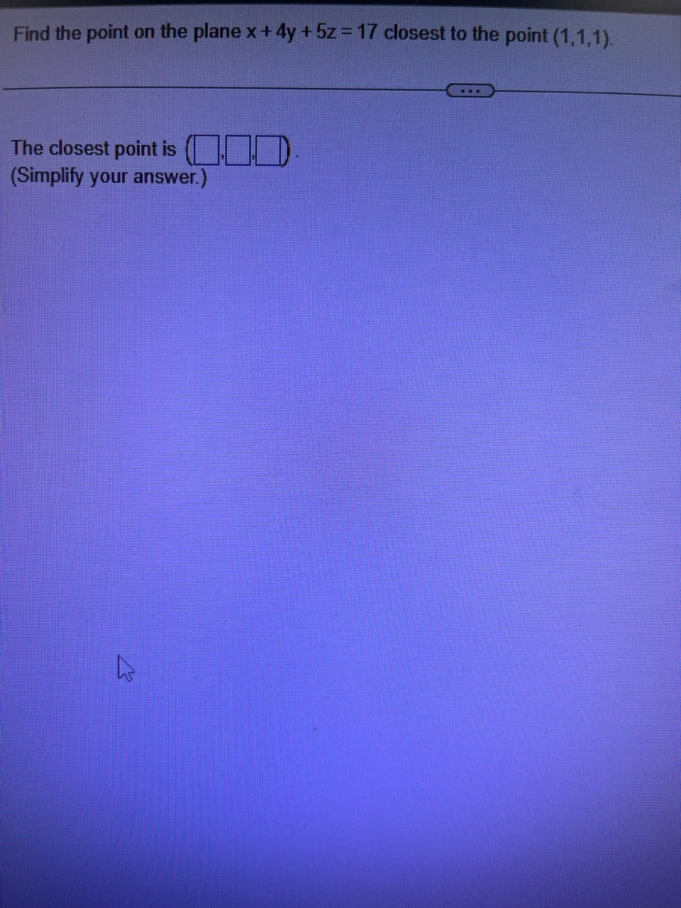 Solved Find the point on the plane x+4y+5z=17 closest to the | Chegg.com