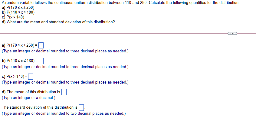 Solved A random variable follows the continuous uniform | Chegg.com