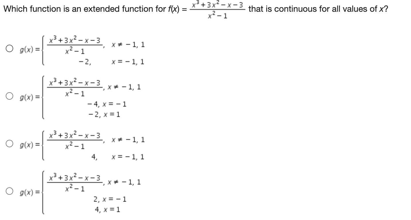 Solved Which function is an extended function for f(x) = | Chegg.com