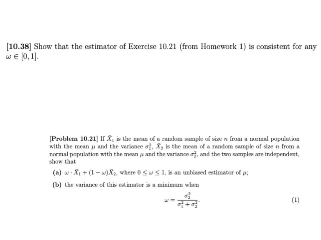 Solved [10.38] Show that the estimator of Exercise 10.21 | Chegg.com