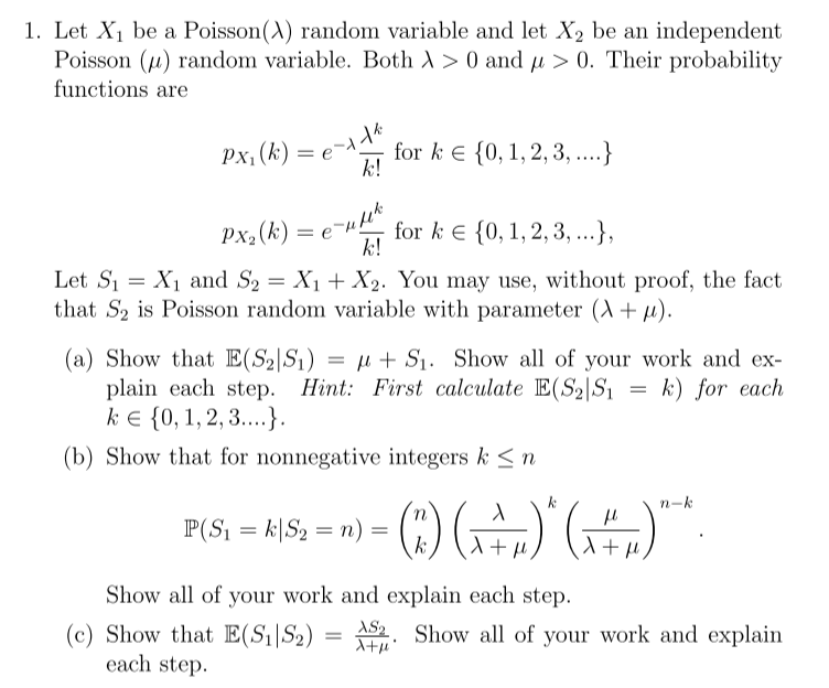 Solved Let X1 Be A Poissonλ Random Variable And Let X2 Be 