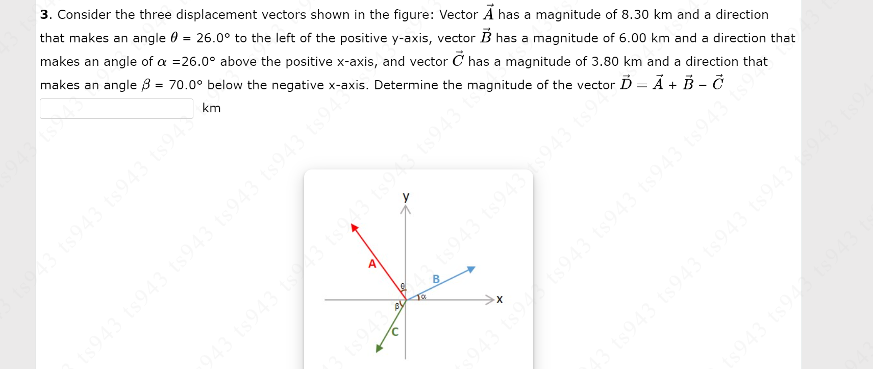 Solved 3. Consider the three displacement vectors shown in | Chegg.com