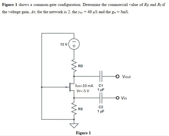 Solved Figure 1 shows a common-gate configuration. Determine | Chegg.com