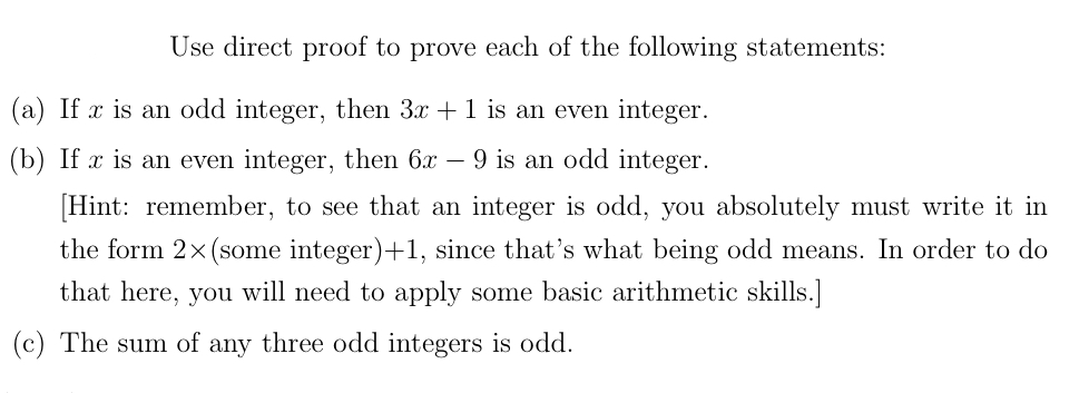 Solved Use direct proof to prove each of the following | Chegg.com