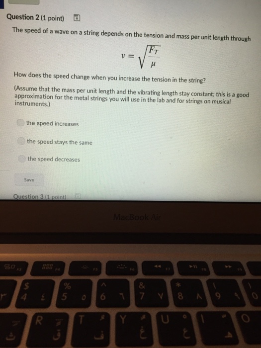 Solved The speed of a wave on a string depends on the | Chegg.com