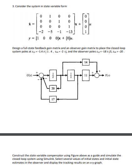 3. Consider the system in state variable form Design | Chegg.com