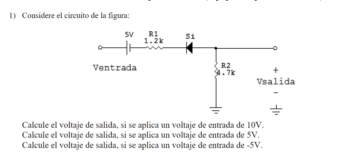 Solved 1) Considere el circuito de la figura: Calcule el | Chegg.com