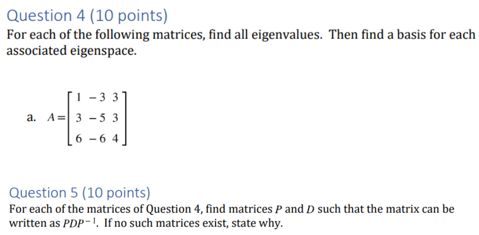 Solved Question 4 (10 points) For each of the following | Chegg.com