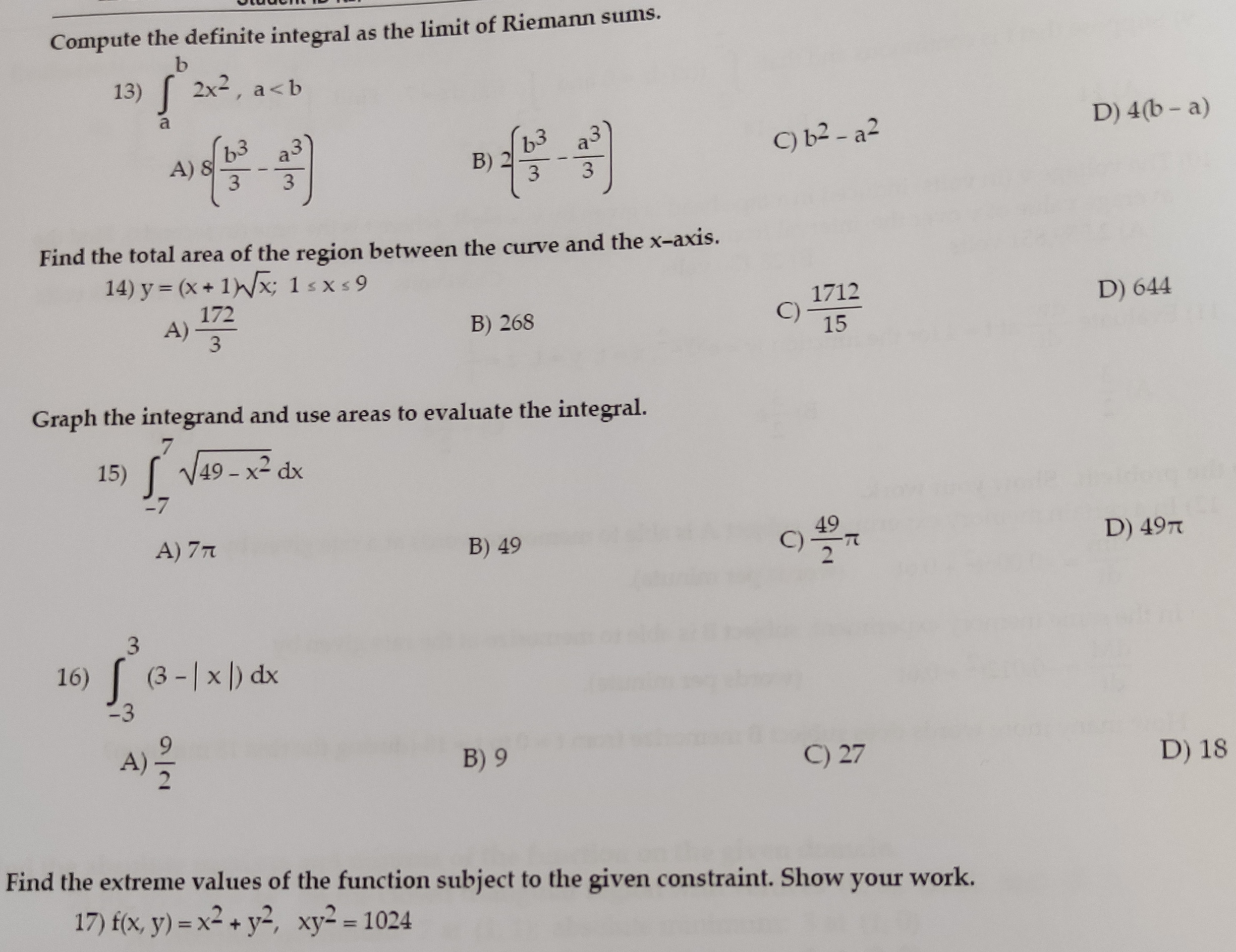 Solved Compute the definite integral as the limit of Riemann | Chegg.com