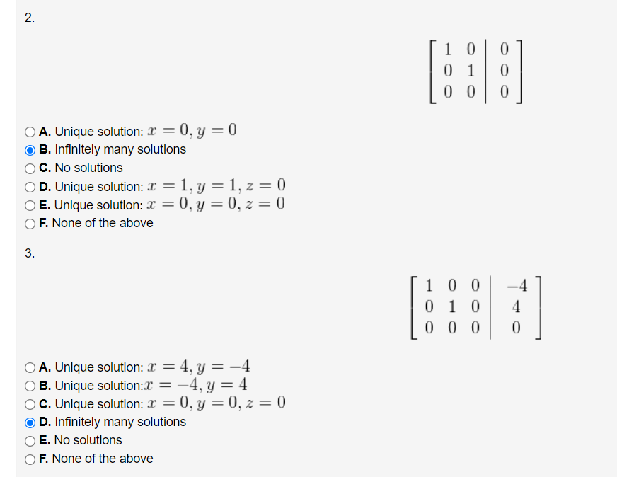 Solved The reduced row echelon form of a system of linear | Chegg.com