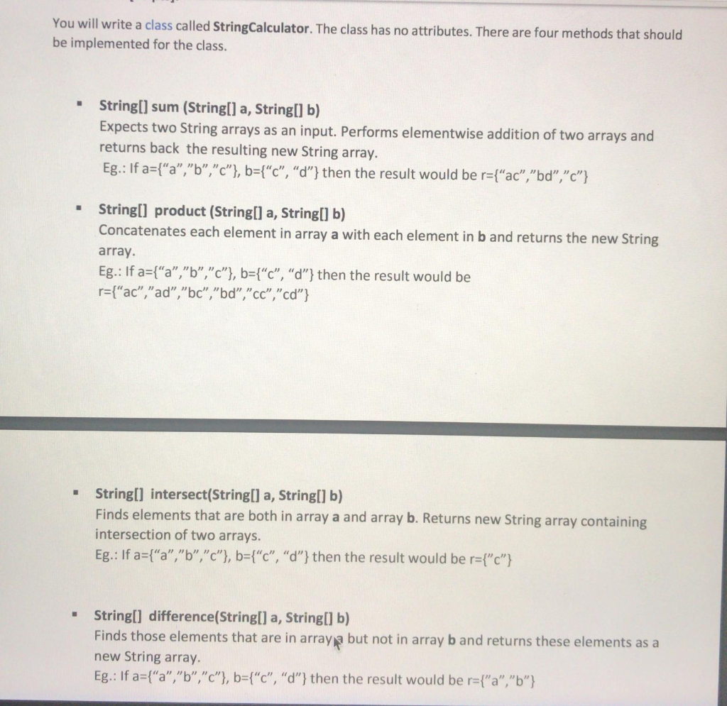 Solved You will write a class called String Calculator. The | Chegg.com