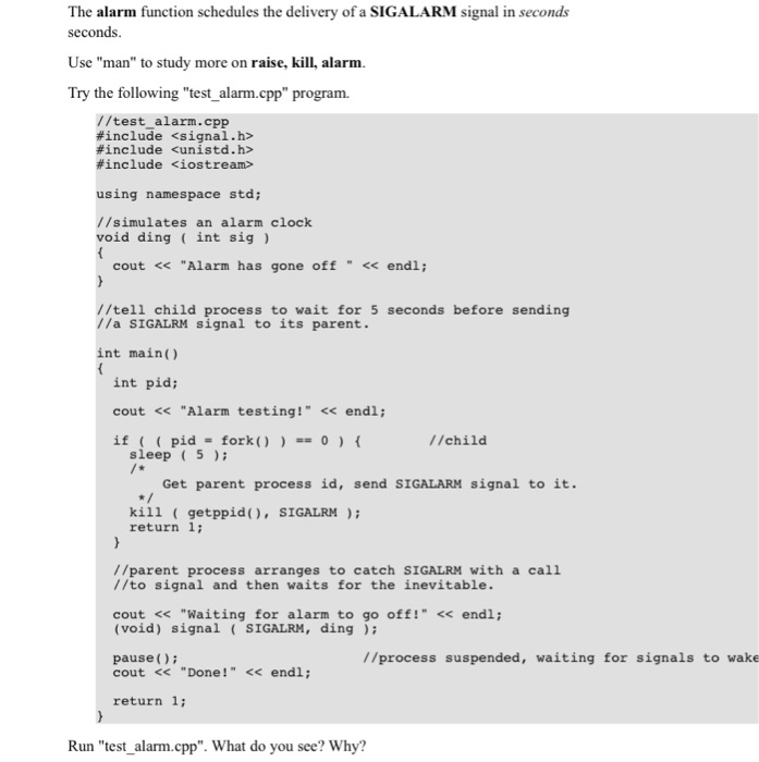 Solved The alarm function schedules the delivery of a | Chegg.com