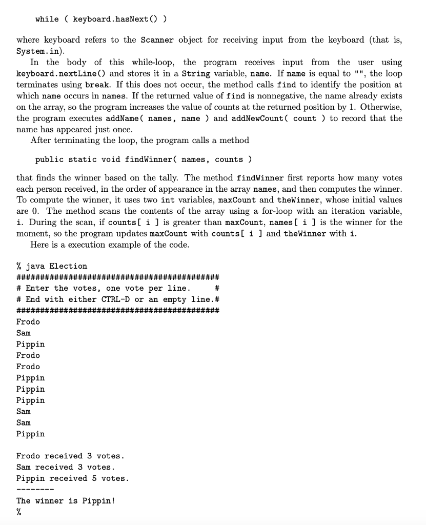 Solved The goal of this lab is to write a program, Election, | Chegg.com