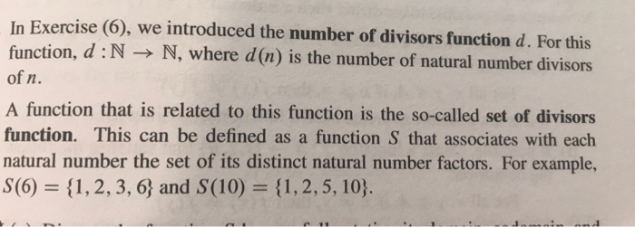 Solved In Exercise 6 We Introduced The Number Of Divisors 