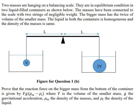 Solved Two masses are hanging on a balancing scale. They are | Chegg.com