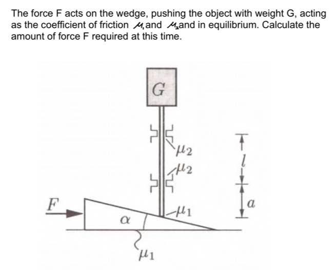 Solved The force Facts on the wedge, pushing the object with | Chegg.com