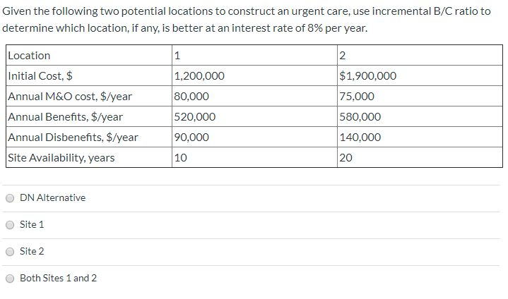 Solved Given the following two potential locations to | Chegg.com