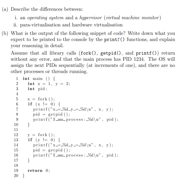 Solved a) Describe the differences between: i. an operating | Chegg.com