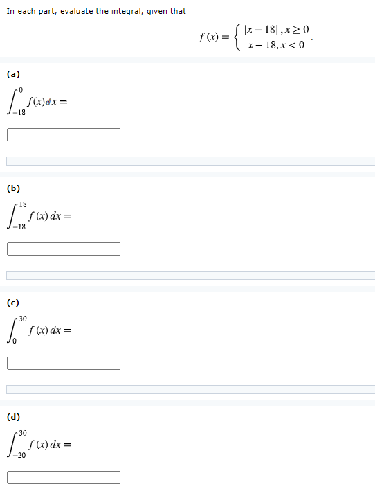 Solved In each part, evaluate the integral, given that f (x) | Chegg.com
