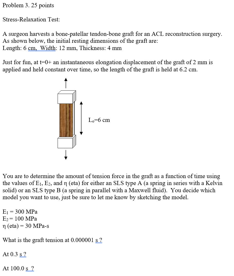 Problem 3. 25 points Stress-Relaxation Test: A | Chegg.com