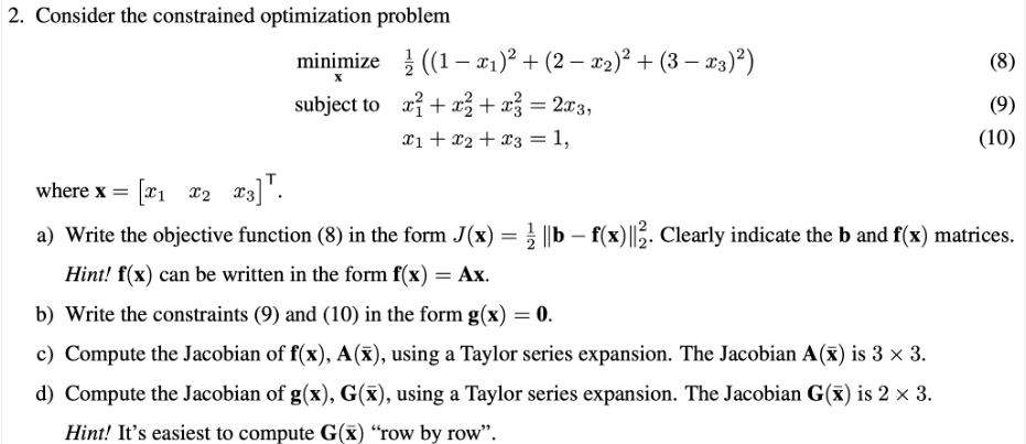2. Consider the constrained optimization problem | Chegg.com