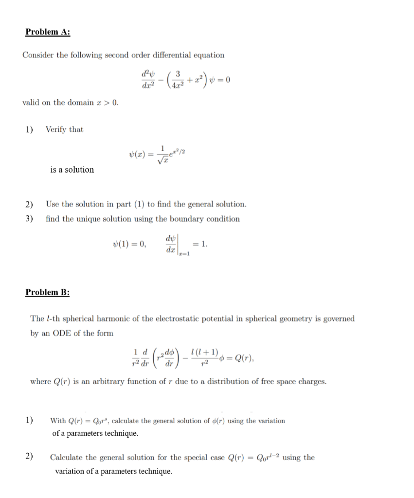 Solved Problem A: Consider the following second order | Chegg.com