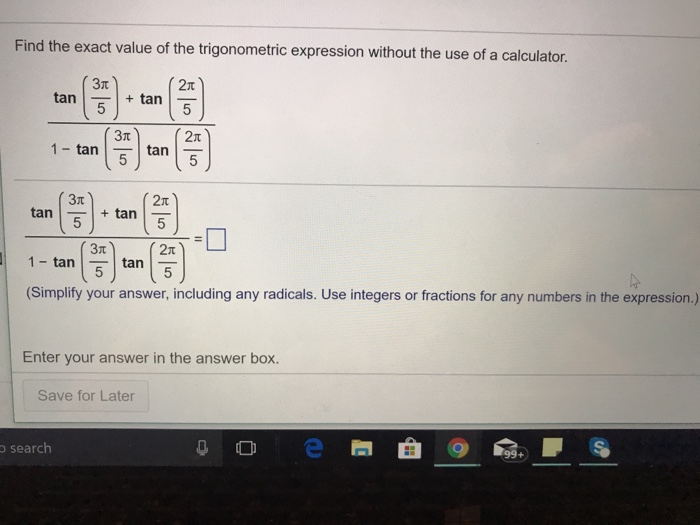 Solved Find the exact value of the trigonometric expression | Chegg.com