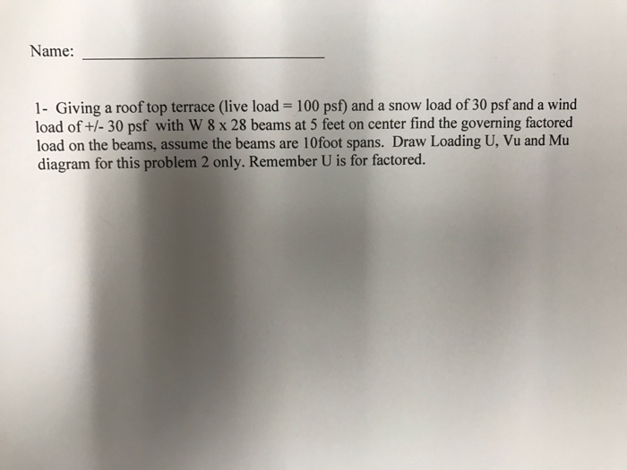 Giving a roof top terrace (live load = 100 psf) and a | Chegg.com