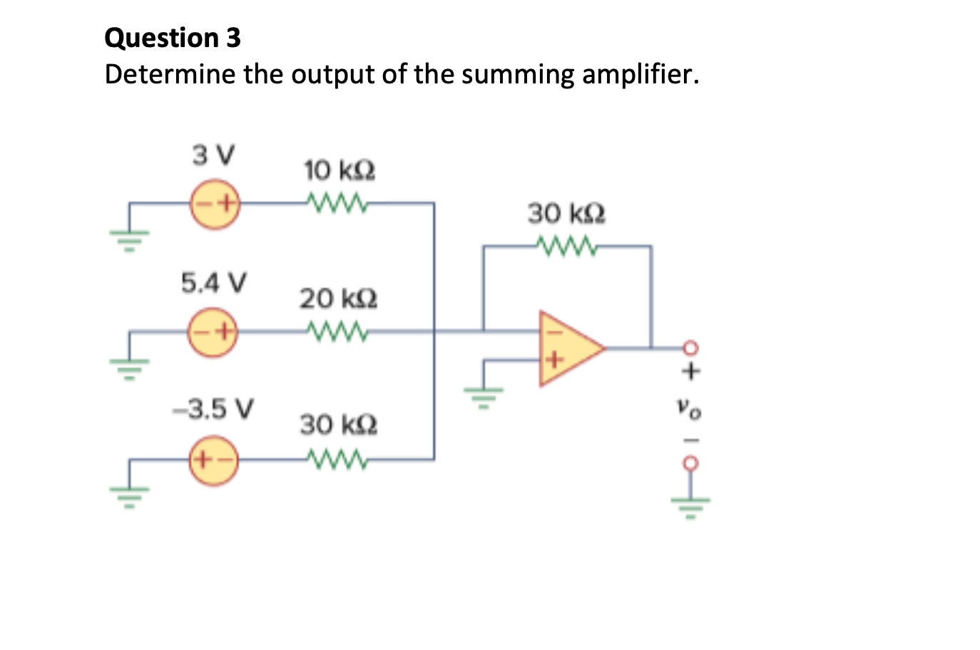 Solved Question 3 Determine the output of the summing | Chegg.com