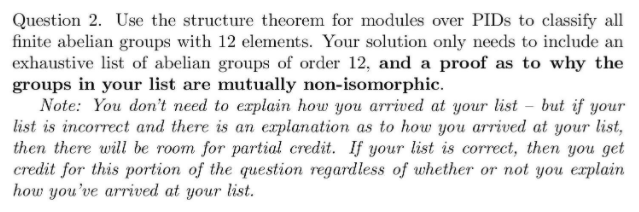 Solved Question 2. Use the structure theorem for modules | Chegg.com