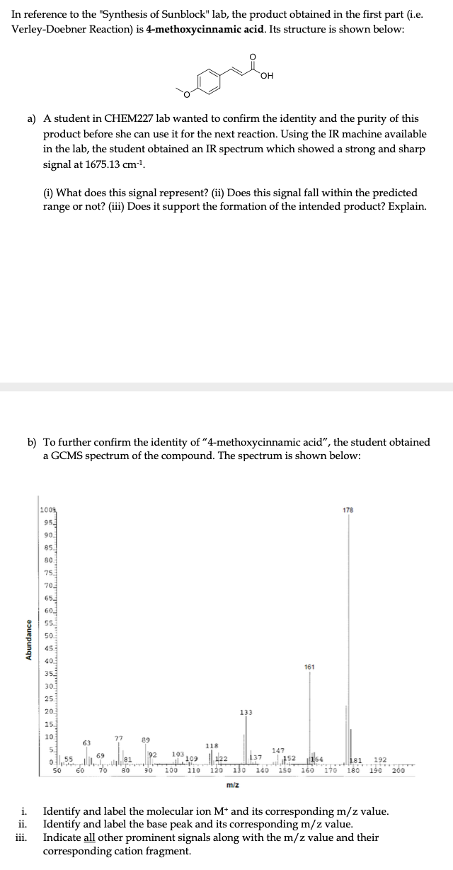 Solved In reference to the "Synthesis of Sunblock" lab, the | Chegg.com