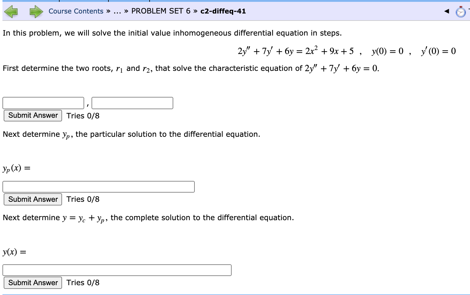 Solved Course Contents » » PROBLEM SET 6 » c2-diffeq-41 In | Chegg.com