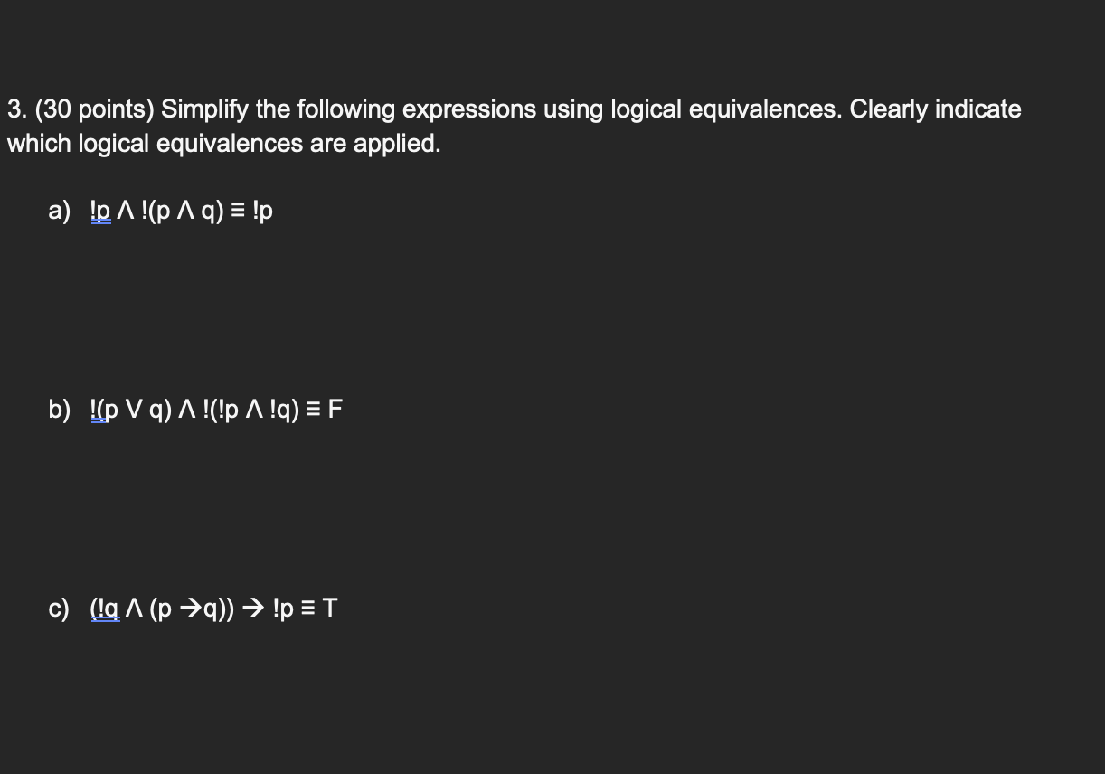Solved 3. (30 points) Simplify the following expressions | Chegg.com