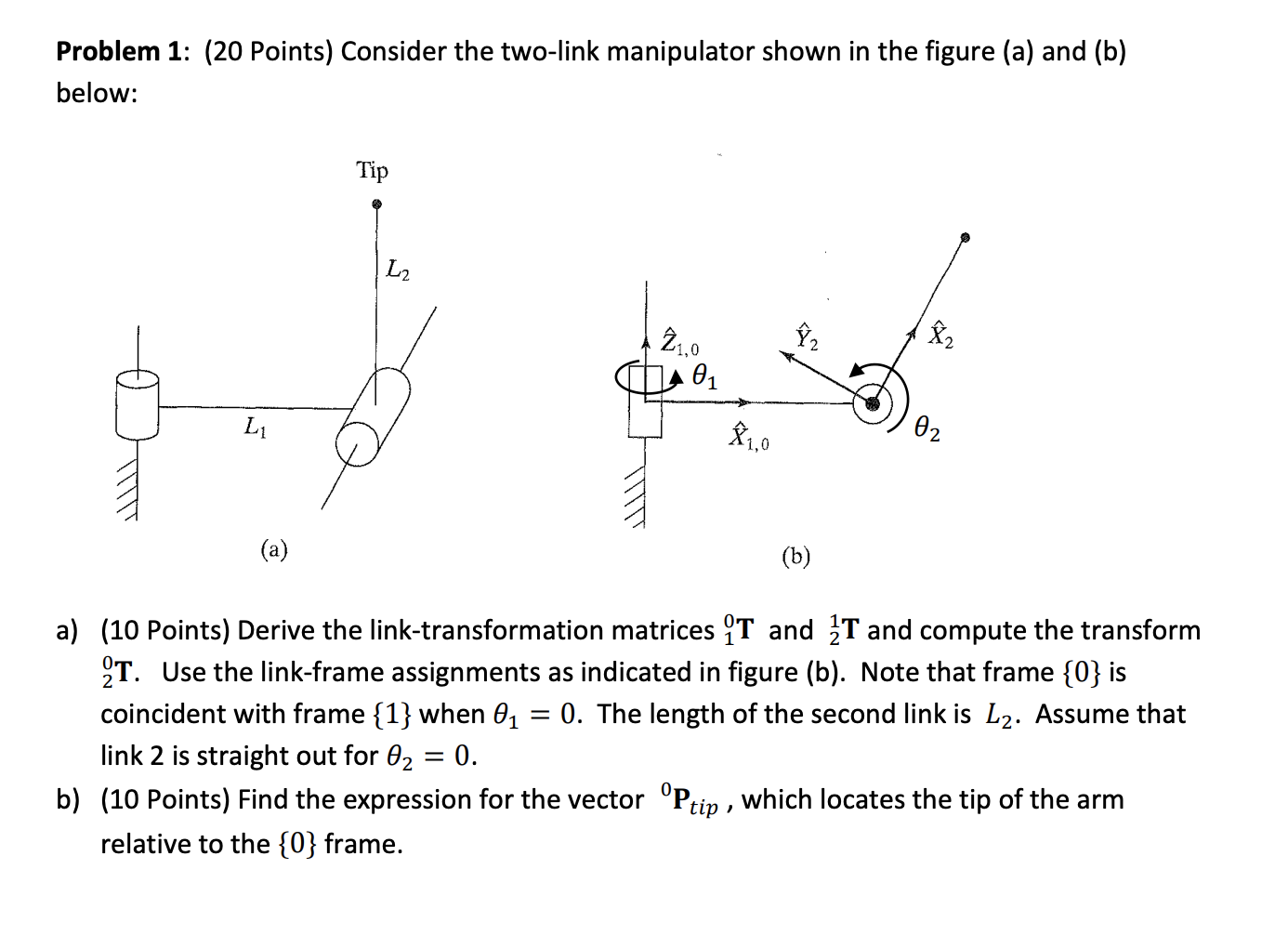Solved Problem 1: (20 Points) Consider the two-link | Chegg.com