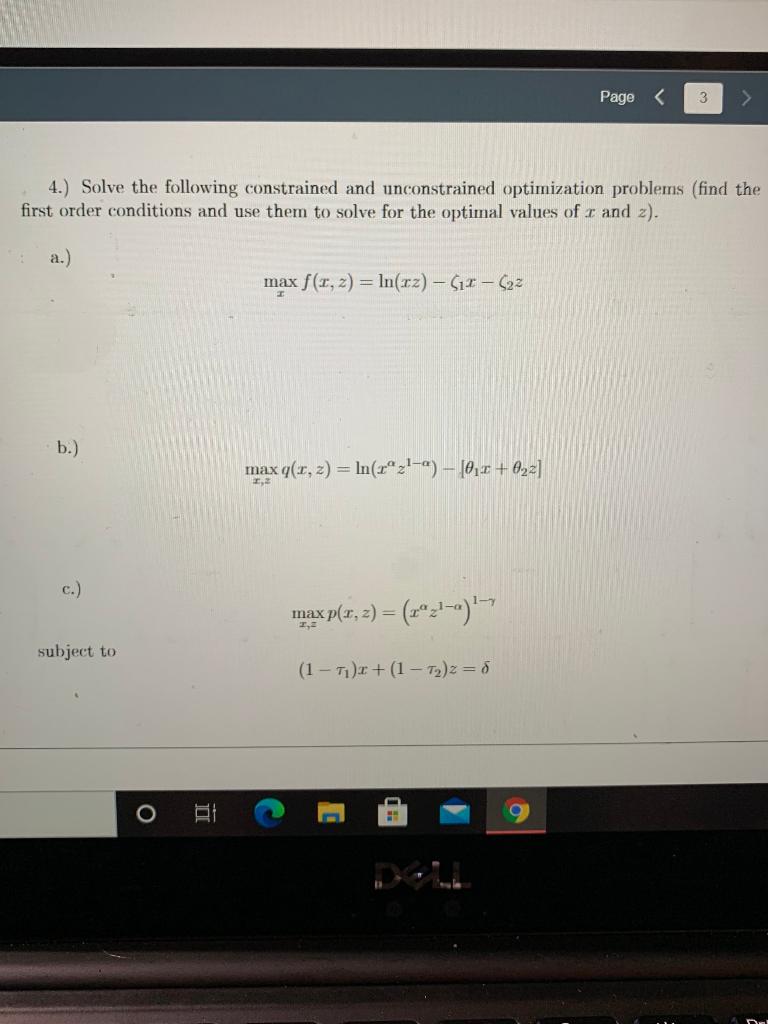 Solved Page 3 4.) Solve the following constrained and | Chegg.com