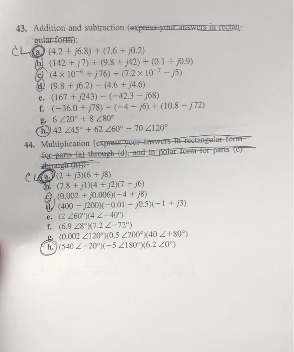 Solved 43. Addition and subtraction (express your answers in | Chegg.com