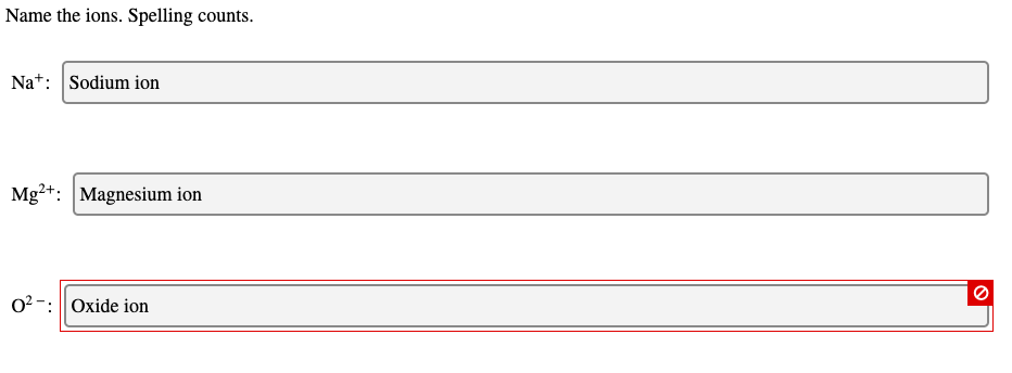 Solved Name the ions. Spelling counts Nat Sodium ion Mg**: | Chegg.com